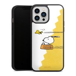 DeinDesign iPhone 13 Pro Max Handy Premium Silikon H&uuml;lle Handyh&uuml;lle schwarz Case Snoopy Peanuts Children Silikon Premium Case