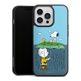 DeinDesign iPhone 13 Pro Handy Premium Silikon H&uuml;lle Handyh&uuml;lle schwarz Case Peanuts Children Snoopy Silikon Premium Case