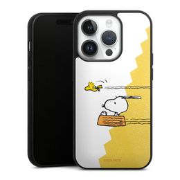 DeinDesign iPhone 14 Pro Handy Gallery Case Handyh&uuml;lle 9H Geh&auml;rtetes Glas R&uuml;ckseite H&uuml;lle Snoopy Peanuts Children Gallery Case
