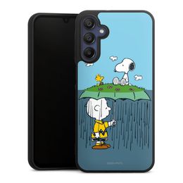 DeinDesign Galaxy A15 Handy Premium Silikon H&uuml;lle Handyh&uuml;lle schwarz Case Peanuts Children Snoopy Silikon Premium Case