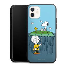 DeinDesign iPhone 12 mini Handy Premium Silikon H&uuml;lle Handyh&uuml;lle schwarz Case Peanuts Children Snoopy Silikon Premium Case
