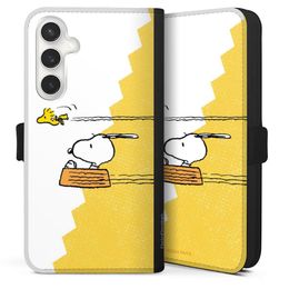 DeinDesign Galaxy S24 FE 5G Handy Klapph&uuml;lle Handyh&uuml;lle aus Kunst Leder schwarz Flip Case Snoopy Peanuts Children Sideflip mit Lasche