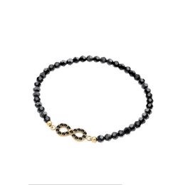 Armband Elli "Infinity Glas Kristalle Schwarz 925 Sterling Silber vergoldet", schwarz, Armbänder, Damen, 20cm,mit Steinen, Silber 925 (Sterlingsilber)