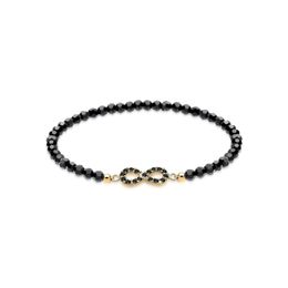 Armband Elli "Infinity Glas Kristalle Schwarz 925 Sterling Silber vergoldet", schwarz, Armbänder, Damen, 19cm,mit Steinen, Silber 925 (Sterlingsilber)