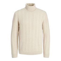 Jack & Jones Rollkragenpullover JACK & JONES "JPRBLUSEAN KNIT CABLE ROLL NECK", Herren, Gr. M, silber lining detail:melange, Strick, Obermaterial: 57% Polyacryl, 43% Baumwolle, meliert, regular fit normal, Rippbündchen, Pullover