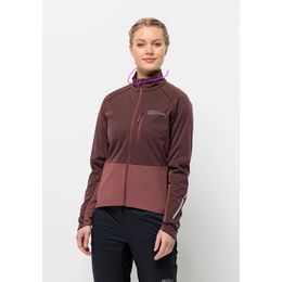 Fahrradjacke Jack Wolfskin "MOROBBIA JKT W", Damen, Gr. L (42/44), braun (schwarz, maroon), 1. OBERSTOFF 100% POLYESTER 2. OBERSTOFF 91% POLYAMID, 9% ELASTHAN FUTTER 100% POLYESTER, Jacken Fahrradjacke