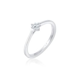 Verlobungsring Elli DIAMONDS "Diamant (0.08 ct.) Verlobung Klassik 925 Silber" Gr. 58, silber, Fingerringe, Damen, 58mm, 0,06 P1 = bei 10-facher Vergr&ouml;&szlig;erung erkennbare Einschl&uuml;sse, Silber 925 (Sterlingsilber), 1mm, Verlobungsring