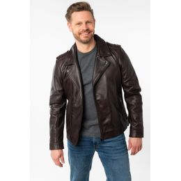 Lederjacke Mauritius "MMRibano SF", Herren, Gr. 4XL, schwarz braun, Obermaterial: 100% Schafsleder. Futter: 100% Baumwolle. Ärmelfutter: 100% Polyester, regular fit normal, mit Druckknöpfen, Jacken, mit Reverskragen