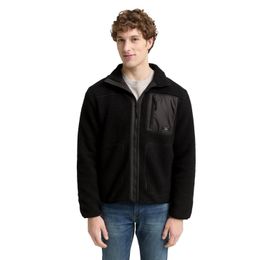 Fleecejacke Tom Tailor Denim, Herren, Gr. M, schwarz, Fleece, Obermaterial: 100% Polyester. Futter: 100% Polyester, unifarben, regular fit taillenbedeckt, elastischer Bund, Jacken, mit Logo Stickerei