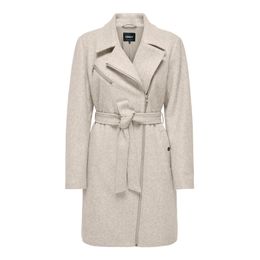 Kurzmantel Only "ONLEMILY ZIP BIKER COAT OTW", Damen, Gr. XL, beige (pumice stone detail:melange), Web, Obermaterial: 100% Polyester, meliert, regular fit kniefrei, V-Ausschnitt, Mäntel, Topseller