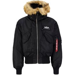 Bomberjacke Alpha Industries "45P Hooded Custom", Herren, Gr. XXXL, schwarz (schwarz, reflective), Web, Obermaterial: 100% Nylon, unifarben, Modisch, regular fit normal, ohne Ausschnitt, Rippbündchen, Jacken