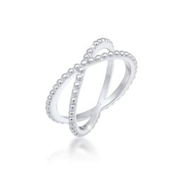 Fingerring Elli "Wickelring Criss Cross Kugel 25 Silber" Gr. 54, silber, Fingerringe, Damen, 54mm, ohne Stein, Silber 925 (Sterlingsilber), 8mm, Fingerring