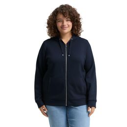 Tom Tailor PLUS Damen Kapuzensweatjackelunar eclipse, Gr. 46, unifarben, Sweatware, Obermaterial: 51% Polyester, 42% Viskose, 7% Elasthan, Sweatjacken