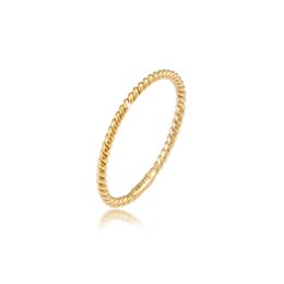 Fingerring Elli Premium "Gedreht 375 Gelbgold" Gr. 52, gold, Fingerringe, Damen, 52mm, ohne Stein, Gelbgold 375, 1,5mm, Fingerring