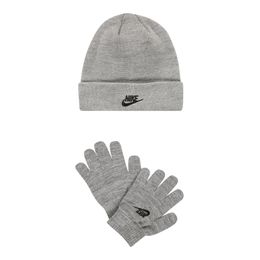 Nike Sportswear Set: M&uuml;tze + Handschuhe M&auml;dchen Gr&ouml;&szlig;e S/XXL graumeliert / schwarz