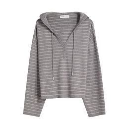 Bershka Pullover Damen Gr&ouml;&szlig;e L grau / naturwei&szlig;
