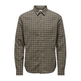 Only & Sons Only & Sons Button Up Shirt 'ONSGudmund' male size XL Cappuccino / Dark brown