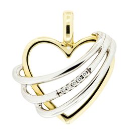 OROLINO Anh&auml;nger 585 Gold zweifarbig Herz mit 5x Brillant 0,025ct.