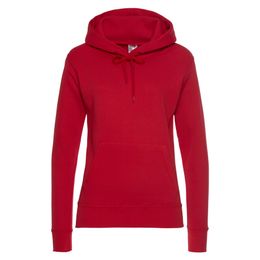 Kapuzensweatshirt Fruit of the Loom "Classic hooded Sweat Lady-Fit", Damen, Gr. XS (34), rot, Sweatware, Obermaterial: 80% Baumwolle, 20% Polyester, unifarben, figurumspielend h&uuml;ftlang, Rundhals, B&uuml;ndchen, Sweatshirts, mit K&auml;ngurutaschen