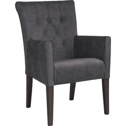 Esszimmerstuhl Home Affaire "King", grau (graphitgrau, wenge), B:60cm H:92cm T:65cm, Polyester, Stühle, Esszimmerstuhl mit Knopfheftung