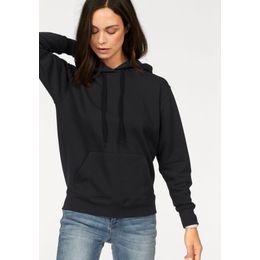 Kapuzensweatshirt Fruit of the Loom "Classic hooded Sweat Lady-Fit", Damen, Gr. L (40), schwarz, Sweatware, Obermaterial: 80% Baumwolle, 20% Polyester, unifarben, figurumspielend h&uuml;ftlang, Rundhals, B&uuml;ndchen, Sweatshirts, mit K&auml;ngurutaschen