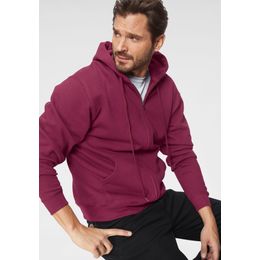 Kapuzensweatjacke Fruit of the Loom, Herren, Gr. S (44/46), rot (bordeaux), angeraute Sweatware, Obermaterial: 80% Baumwolle, 20% Polyester, unifarben, Basic, schmal h&uuml;ftbedeckend, Rundhals, Rippb&uuml;ndchen, Sweatjacken, mit K&auml;ngurutasche