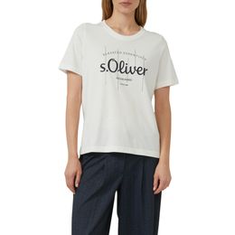 s.Oliver Damen T-Shirtsanftes wei&szlig;, Gr. 46, bedruckt, Jersey, Obermaterial: 100% Baumwolle, Shirts, mit Print