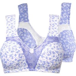 wäschepur Damen Entlastungs-BH ohne Bügel weiß + bleu-bedruckt Größe 100C