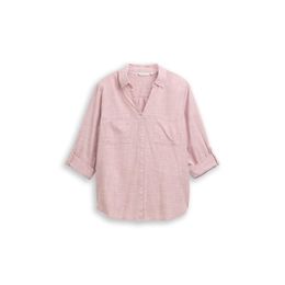 Tom Tailor Damen Plus Size - Bluse mit Brusttaschen, rosa, Uni, Gr. 46
