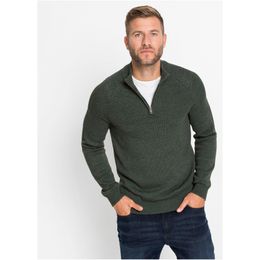 bonprix Troyer Pullover aus weichem Baumwollmix, gr&uuml;n, mit Baumwolle