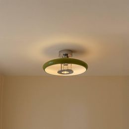 LINDBY Deckenleuchte Branford, Retro, Ø 35 cm, grün, Metall
