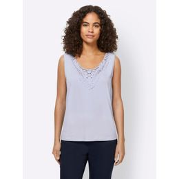 Heine Witt Damen Shirttop mit Spitzen-Applikation, hellblau, Größe 48