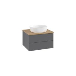 Villeroy & Boch V&B Waschtischunterschrank mit Frontstruktur -Beleuchtung Antao 60x36x50cm, WBP hon. Oa, Anthrac. m Lac ; Villeroy & Boch (L18111GK)