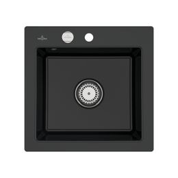 Villeroy & Boch V&B b&uuml;ndige Sp&uuml;le Subway 50 S Flat m Abl.garn, Exzenter, pure black ; Villeroy & Boch (33152FR7)
