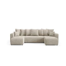 Wohnlandschaft mit Schlaffunktion Evora beige Maße (cm): B: 318 H: 88 Sofas > Sofas nach Material > Stoffsofas » Sofa DE