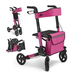 Juskys Rollator Vital faltbar, leicht & h&ouml;henverstellbar aus Aluminium bis 130 kg mit Sitz Lila