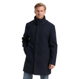 Wollmantel Tom Tailor, Herren, Gr. 3XL, sky captain blau, Web, Obermaterial: 73% Polyester, 22% Wolle, 2% Polyacryl, 2% Polyamid, 1% Viskose. Futter: 100% Polyester, unifarben, regular fit Mitte Oberschenkel, gerader Abschluss, Mäntel, mit abnehmbarer Innenjacke