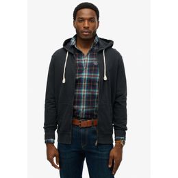 Kapuzensweatjacke Superdry "CLASSIC ESSENTIAL ZIPHOOD", Herren, Gr. M, blau (bradley navy), angeraute Sweatware, Obermaterial: 100% Baumwolle, unifarben, relaxed fit normal, Sweatjacken