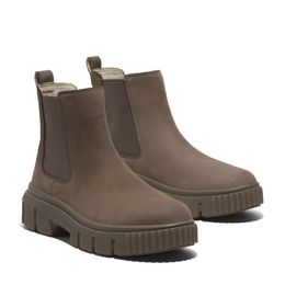Chelseaboots Timberland "GREYFIELDMID CHELSEA BOOT", Gr. 37, braun (medium braun nubuck), Leder, Sportlich, Schuhe, Winterstiefel, Schnürstiefel, Winterschuhe, Topseller