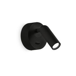 Ideal Lux LED-Wandstrahler Bean, Ø 7 cm, schwarz Metall/Glas