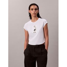 Calvin Klein T-Shirt 'CLASSIC KATE' Damen Gr&ouml;&szlig;e XS hellgrau / schwarz / wei&szlig;