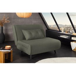 Riess Ambiente Retro Schlafsessel SMART MULTIFUNCTION 100cm grün Cord Bettfunktion inkl. Kissen Riess-Ambiente