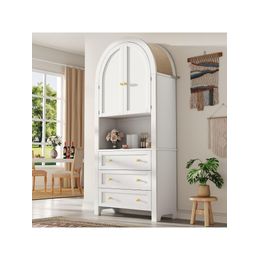 ABRIHOME Bogen-K&uuml;chenschrank mit Schubladen und T&uuml;ren 180cm in Wei&szlig; | Gr.: onesize
