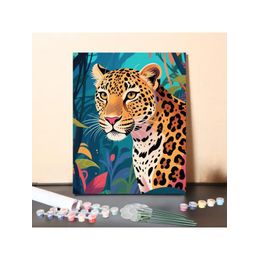 ARTNANAS DIY Malen nach Zahlen Set-"Dschungelpanther" | Gr.: 40x50cm mit Keilrahmen nicht ges