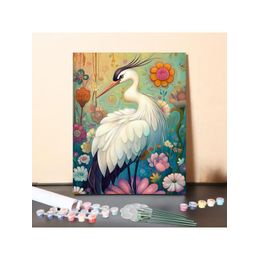 ARTNANAS DIY Malen nach Zahlen Set-"Kranichgarten" | Gr.: 40x50 mit Rahmen