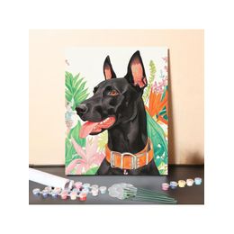 ARTNANAS DIY Malen nach Zahlen Set-"Schwarzer W&auml;chter" | Gr.: 30x40 mit Rahmen