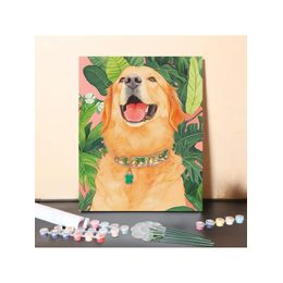 ARTNANAS DIY Malen nach Zahlen Set-"Goldenes L&auml;cheln" | Gr.: 30x40cm mit Keilrahmen nicht ges