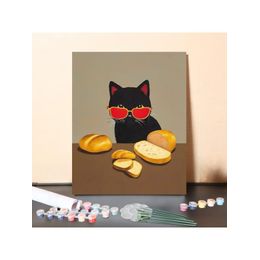 ARTNANAS DIY Malen nach Zahlen Set-"Brotkatze" | Gr.: 40x50 ohne Rahmen