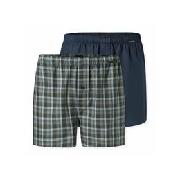 Schiesser Web-Boxershorts 2er Pack in Blau/Gr&uuml;n | Gr.: XXL