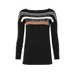 Laura Scott Strickpullover in schwarz-camelfarben-gestreift | Gr.: 38